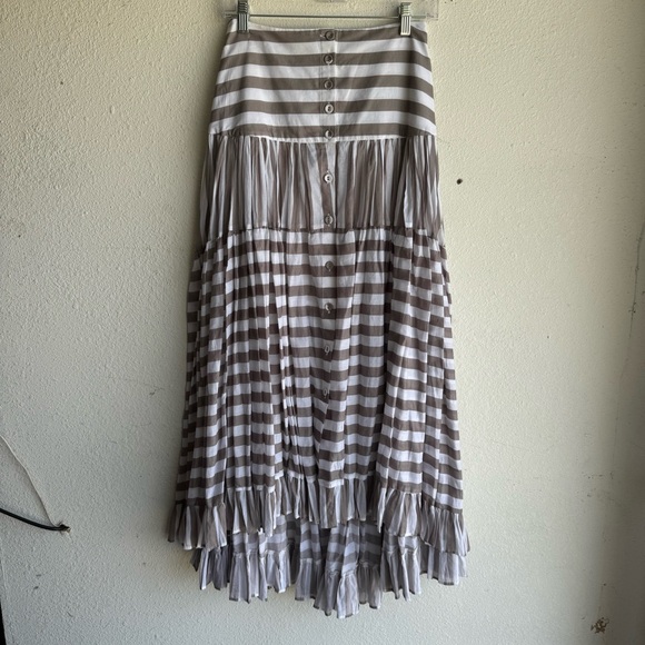 Alexandra Miro | Skirts | Alexandra Miro Striped Cotton Button Front ...